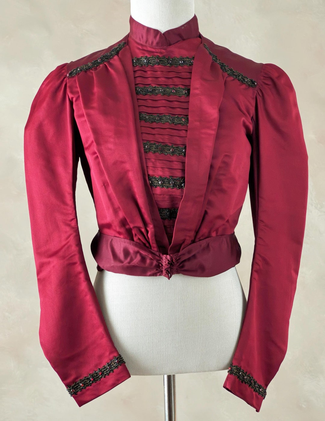 Antique Victorian Bodice, 1800s Burgundy Silk Beaded Bodice, Small, EX ...