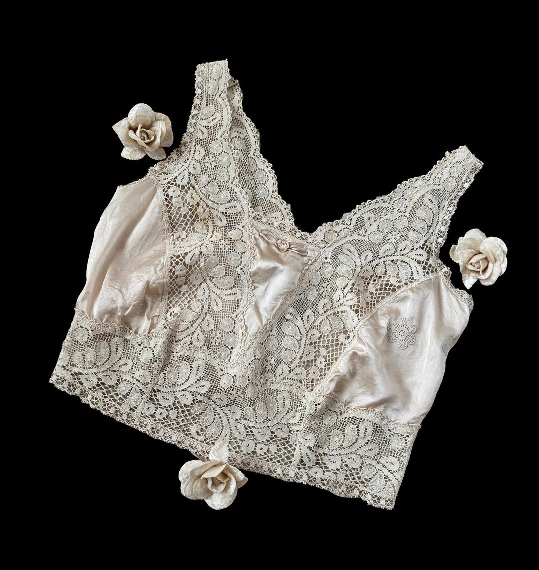 Antique Edwardian Brassiere, 1910s Gossard Silk and Lace Bralette ...