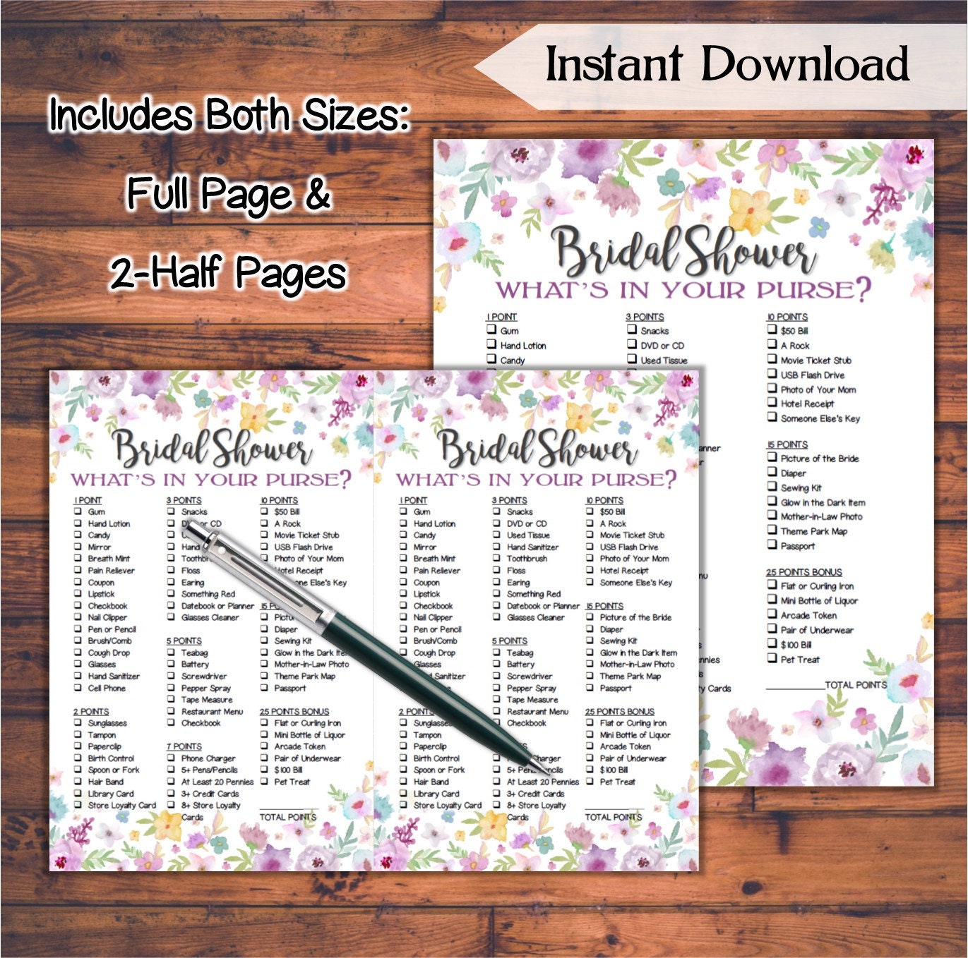 Printable Bridal Shower Game Bundle / Wild Flowers Wedding - Etsy