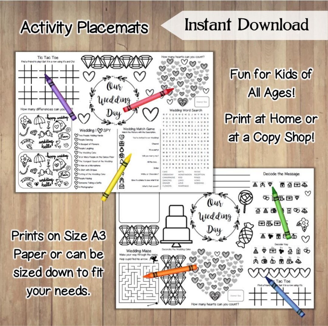 Wedding Coloring Pages / Wedding Coloring Placemat, Wedding Activity ...