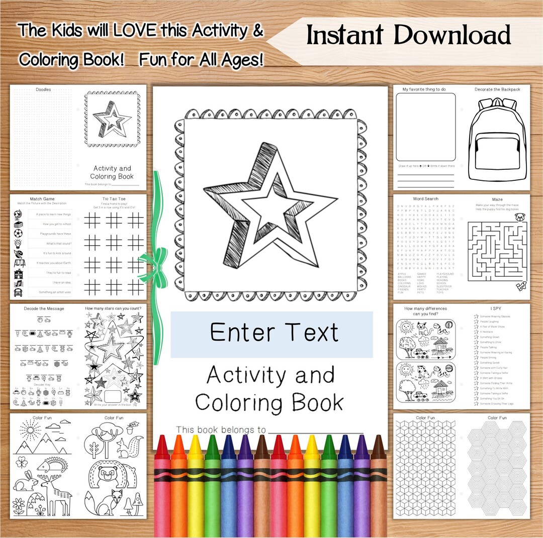 Coloring Book Download / Printable Kids Activity Book / Kids Coloring ...
