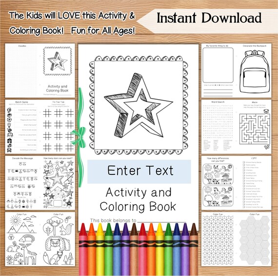 Coloring Book Download / Printable Kids Activity Book / Kids - Etsy