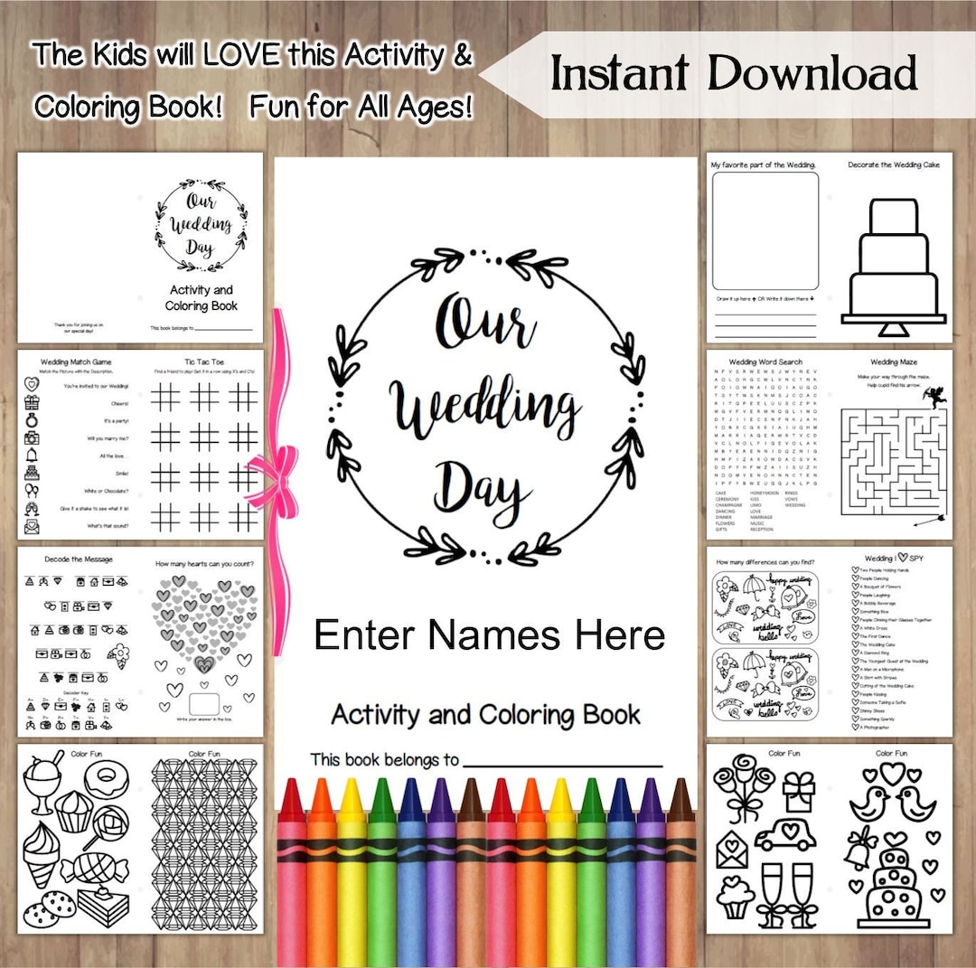 Wedding Coloring Book / Wedding Activity Book / Kids Wedding Activities ...