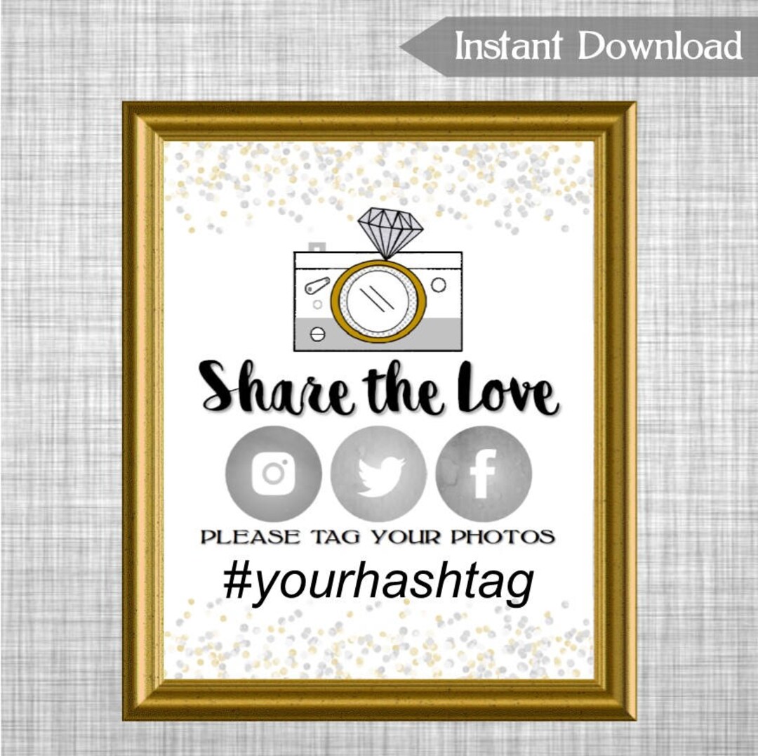 Printable & Editable Wedding Hashtag Sign / Confetti Theme / Twitter ...