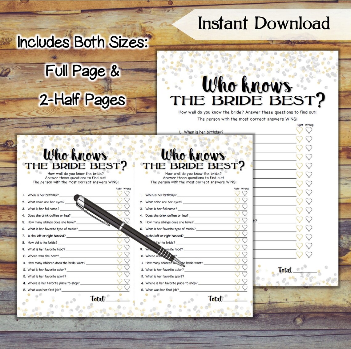 Who Knows the Bride Best Bridal Shower Game / Confetti - Etsy
