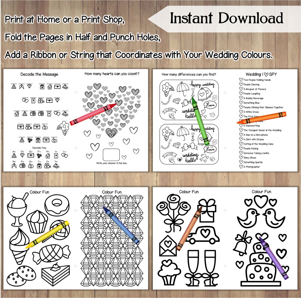 Wedding COLOUR Book / Wedding Activity Book / Kids Wedding - Etsy