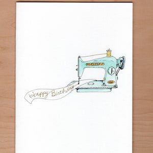 Vintage Sewing Machine Birthday Card - Etsy