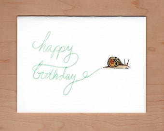 Hand-painted Snail Birthday Card/ Greeting Card Watercolor - Etsy