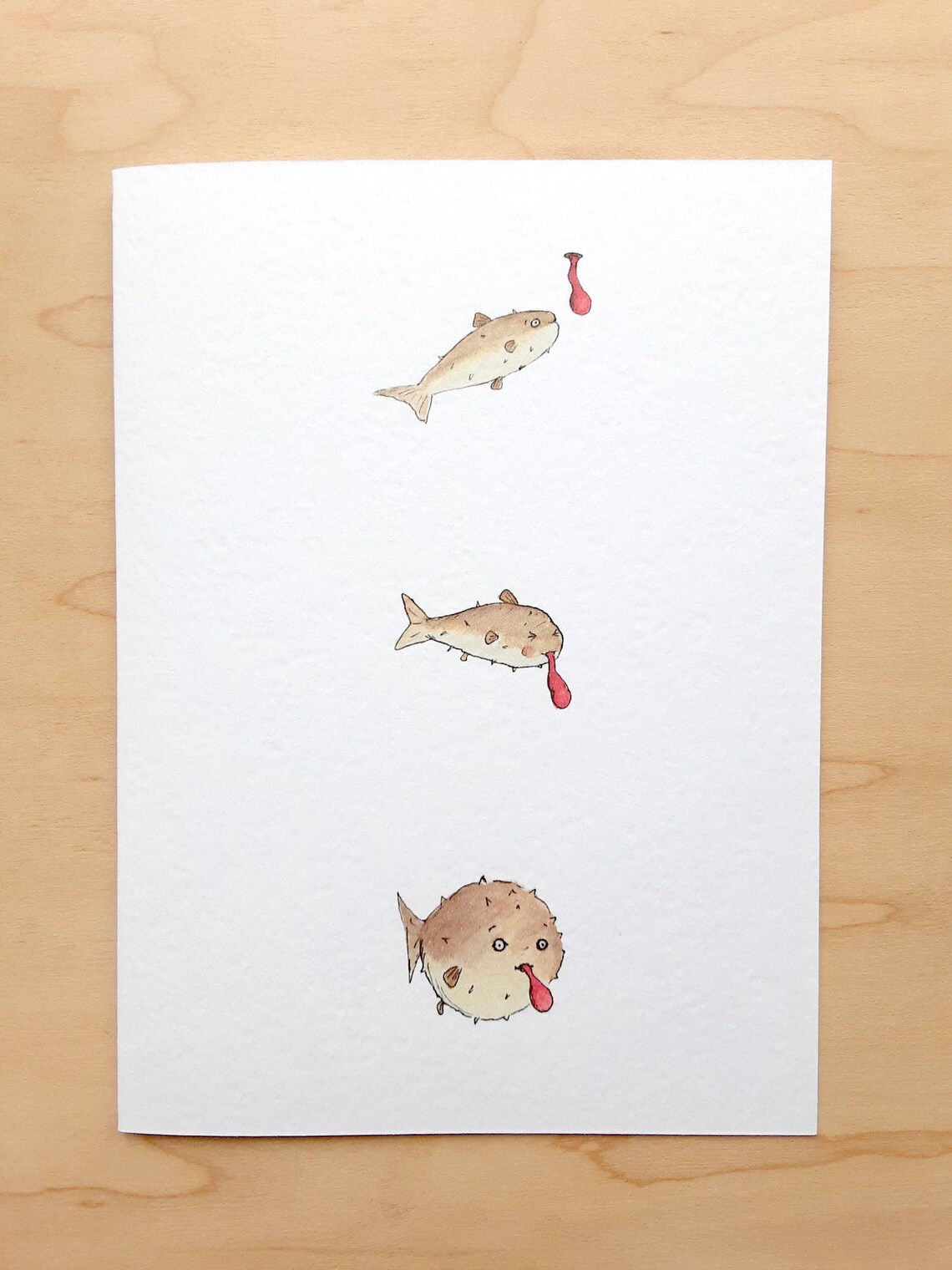 Puffer Fish and Balloon Birthday Card | Etsy