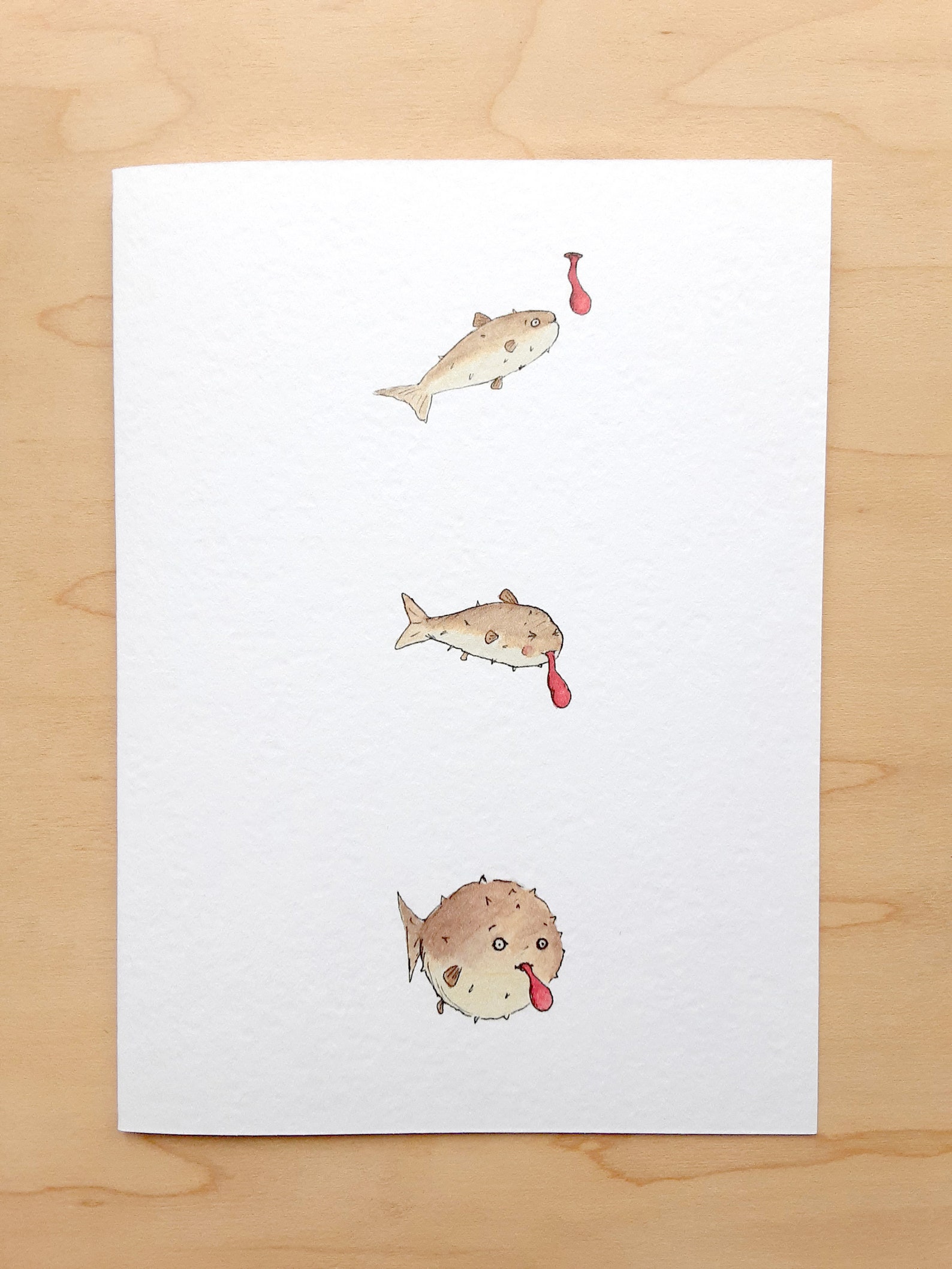 Puffer Fish and Balloon Birthday Card | Etsy