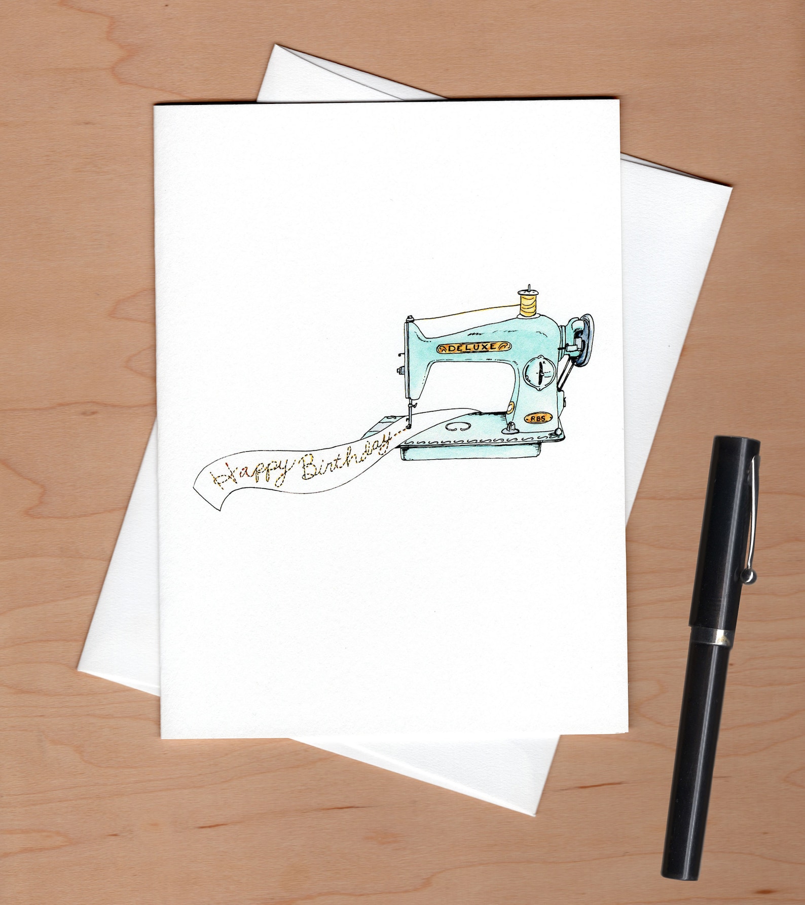 Vintage Sewing Machine Birthday Card - Etsy