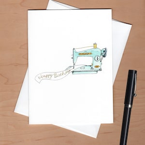 Vintage Sewing Machine Birthday Card - Etsy