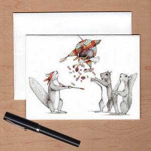 Squirrels Play Piñata Birthday Card, Funny Birthday Card, Squirrel ...