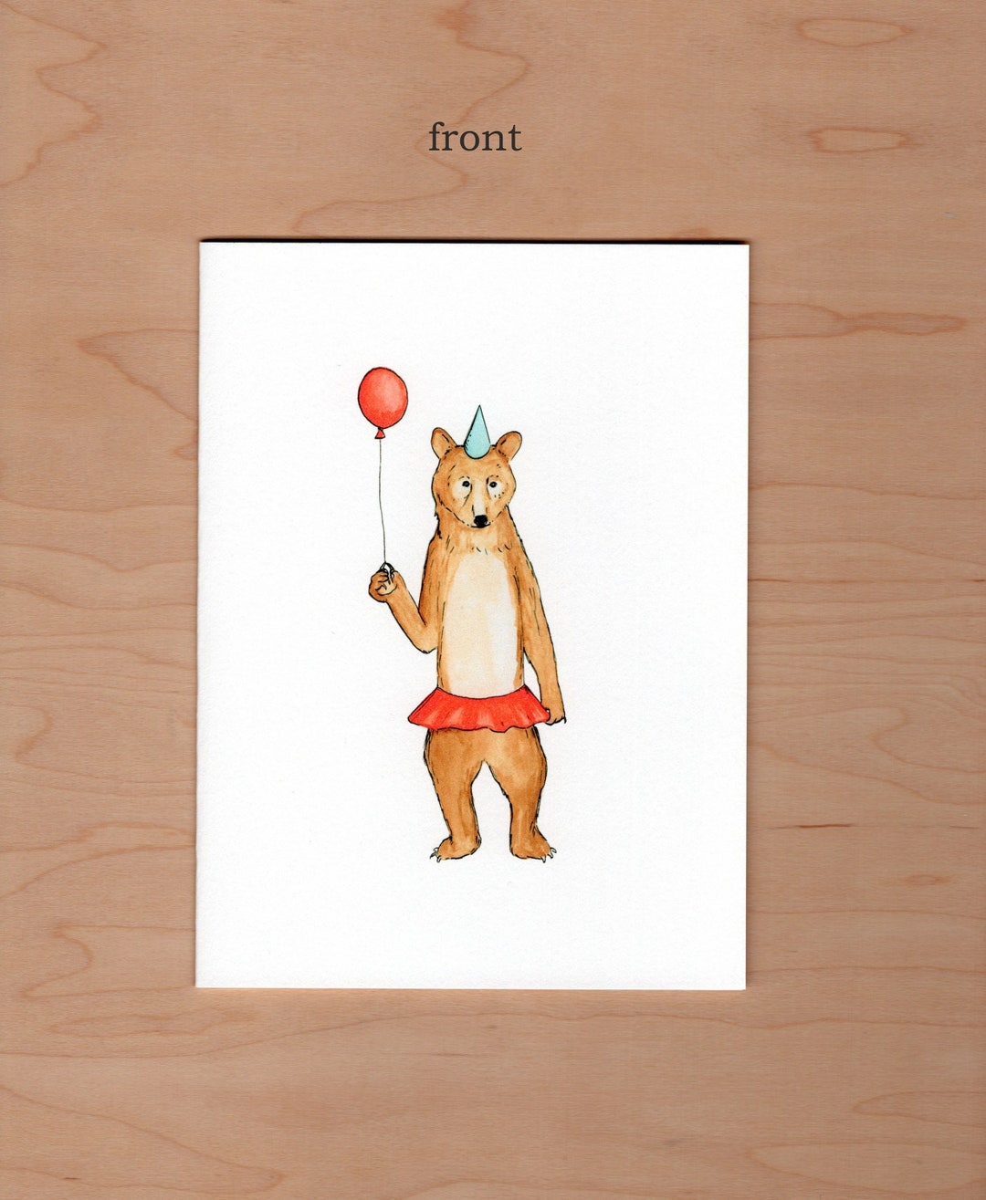 Bear and Balloon Birthday Card, Bear Card, Illustrated Birthday Card - Etsy