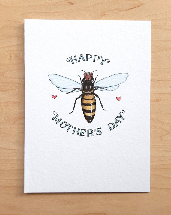 Queen Bee Mother's Day Card Illustrated Mother's Day | Etsy