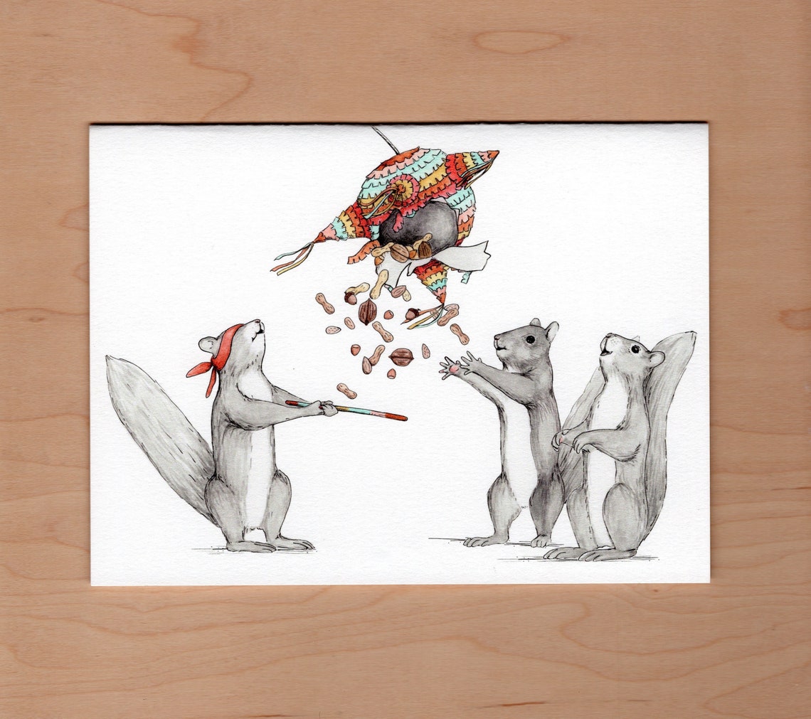 Squirrels Play Piñata Birthday Card Funny Birthday Card - Etsy
