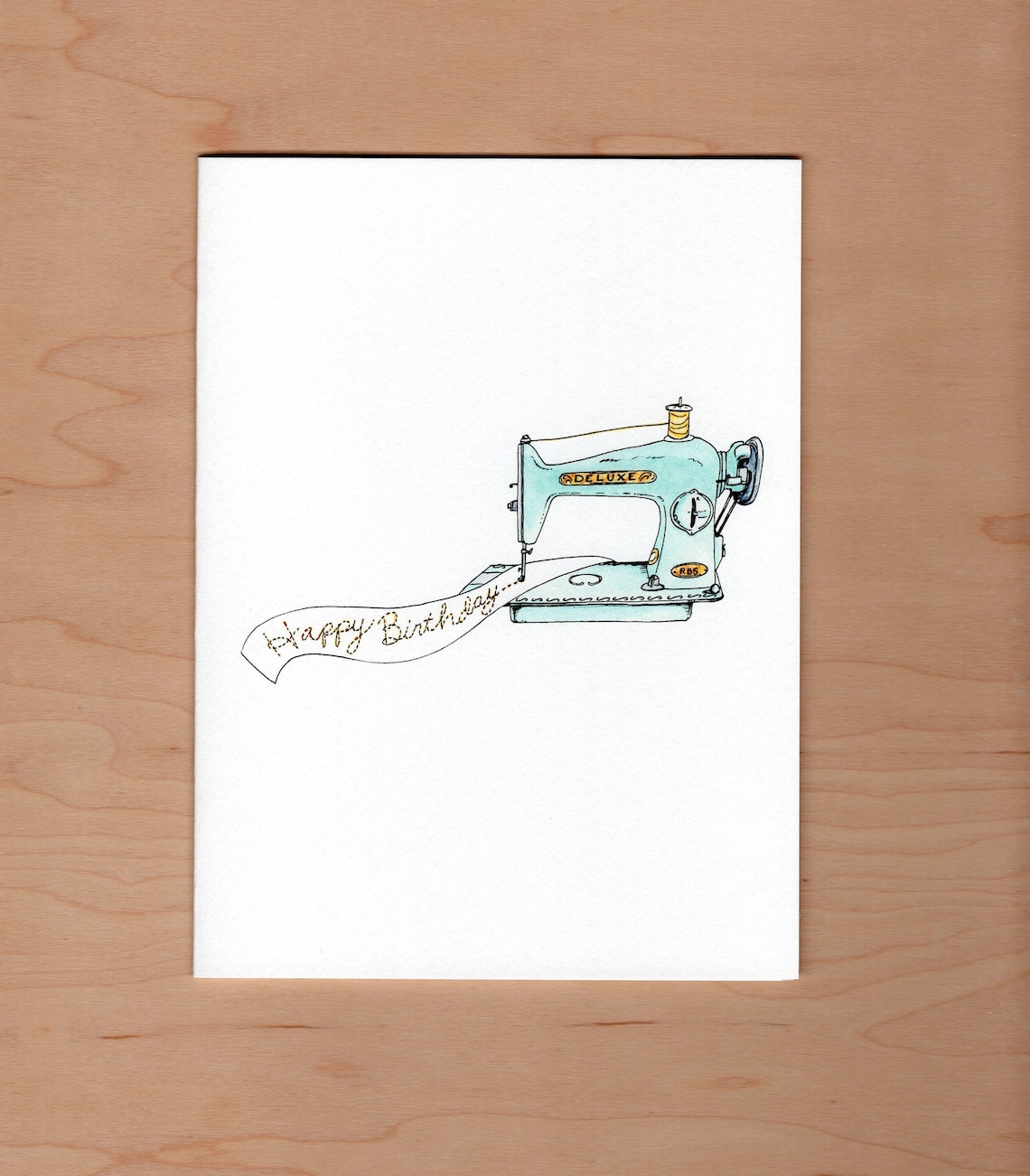 Vintage Sewing Machine Birthday Card - Etsy