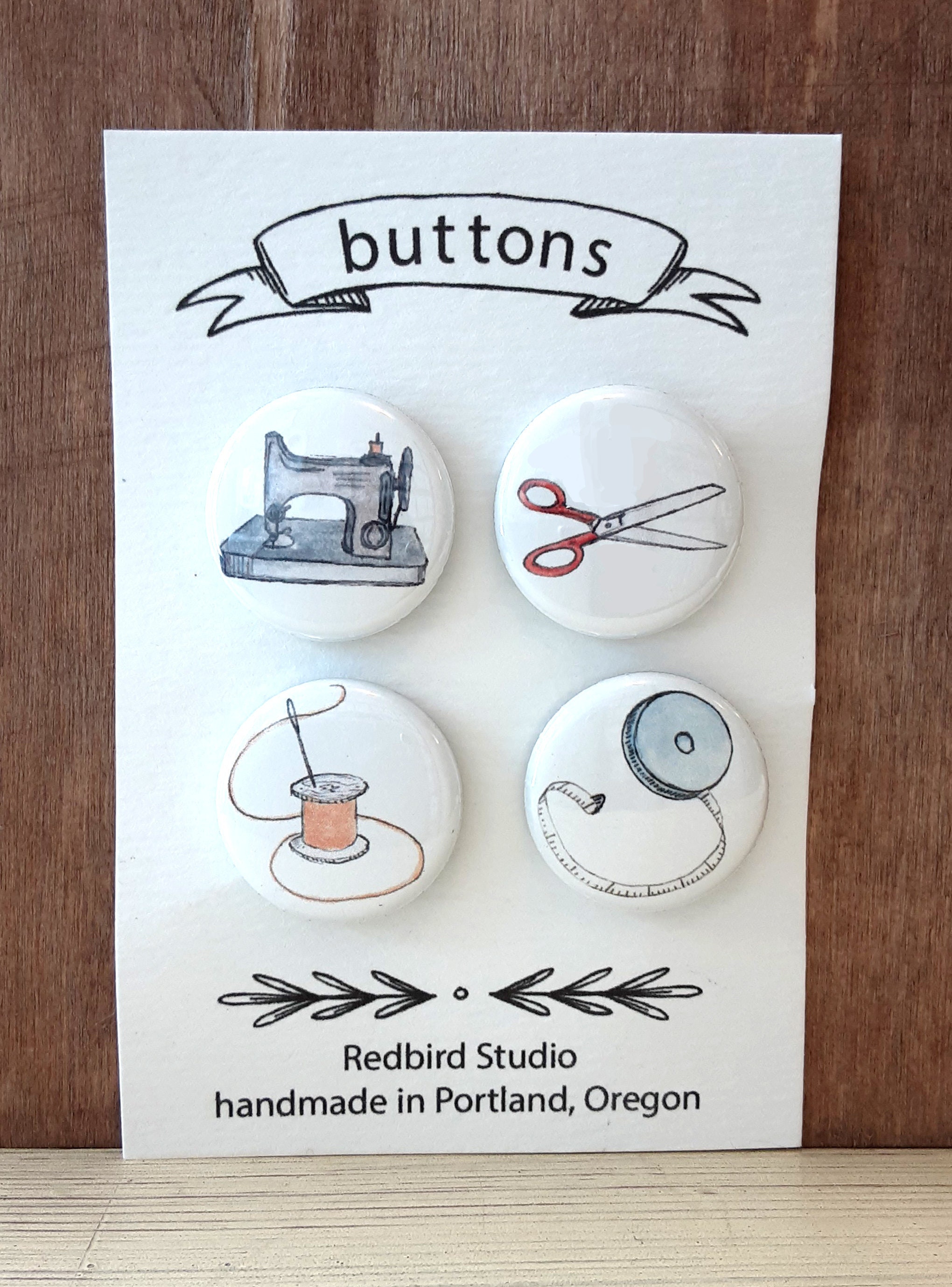 Set of 4 Sewing Themed Button Pins, Sewing Badges, 1 Inch Buttons - Etsy