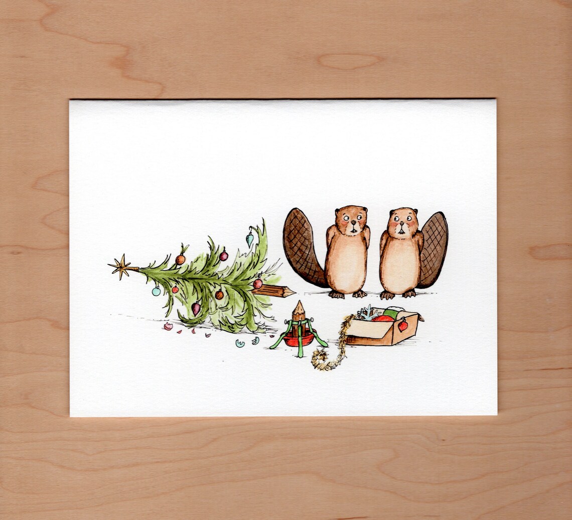 Beaver Christmas Tree Card, Christmas Card, Funny Christmas Card - Etsy
