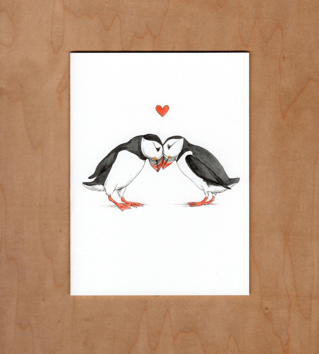 Puffin Love Illustrated Greeting Card, Blank Greeting Card, Puffin ...