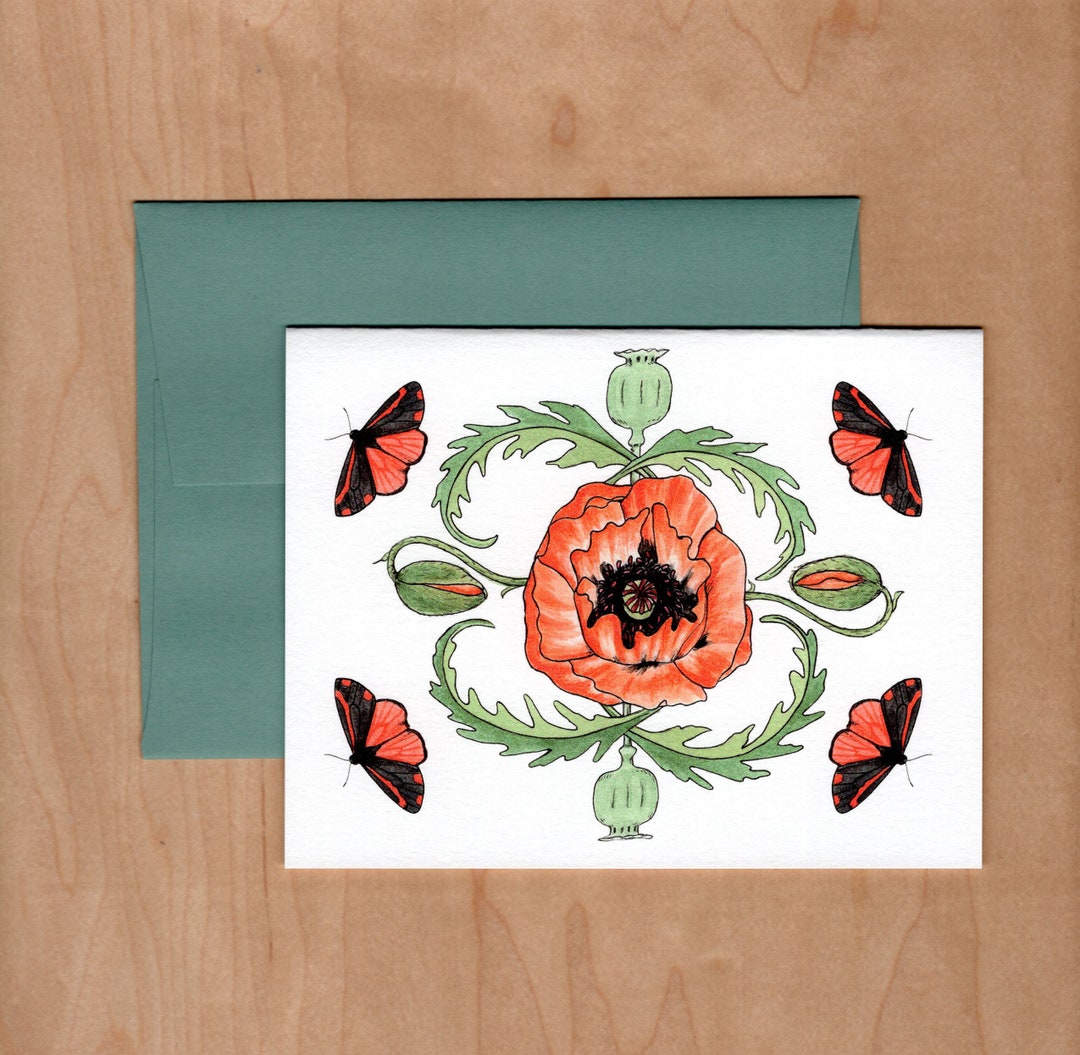 Boxed Note Cards- Set of 8 Blank Cards- Poppy Note Cards - Etsy