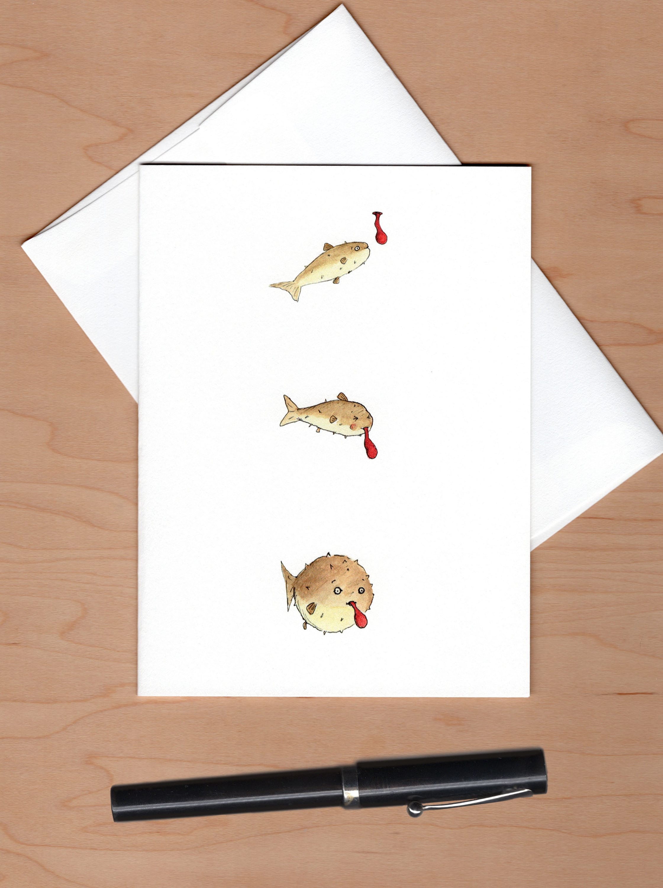 Puffer Fish and Balloon Birthday Card, Funny Birthday Card - Etsy