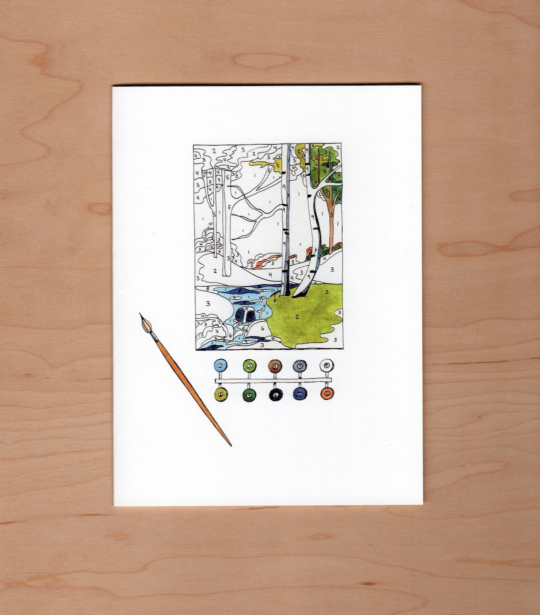 Paint by Number Greeting Card, Illustrated Friendship Card - Etsy