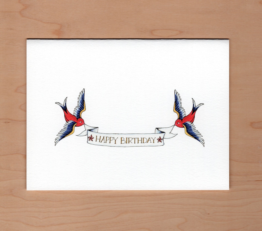 Sailor Jerry Bird Birthday Card, Bird Birthday Card - Etsy
