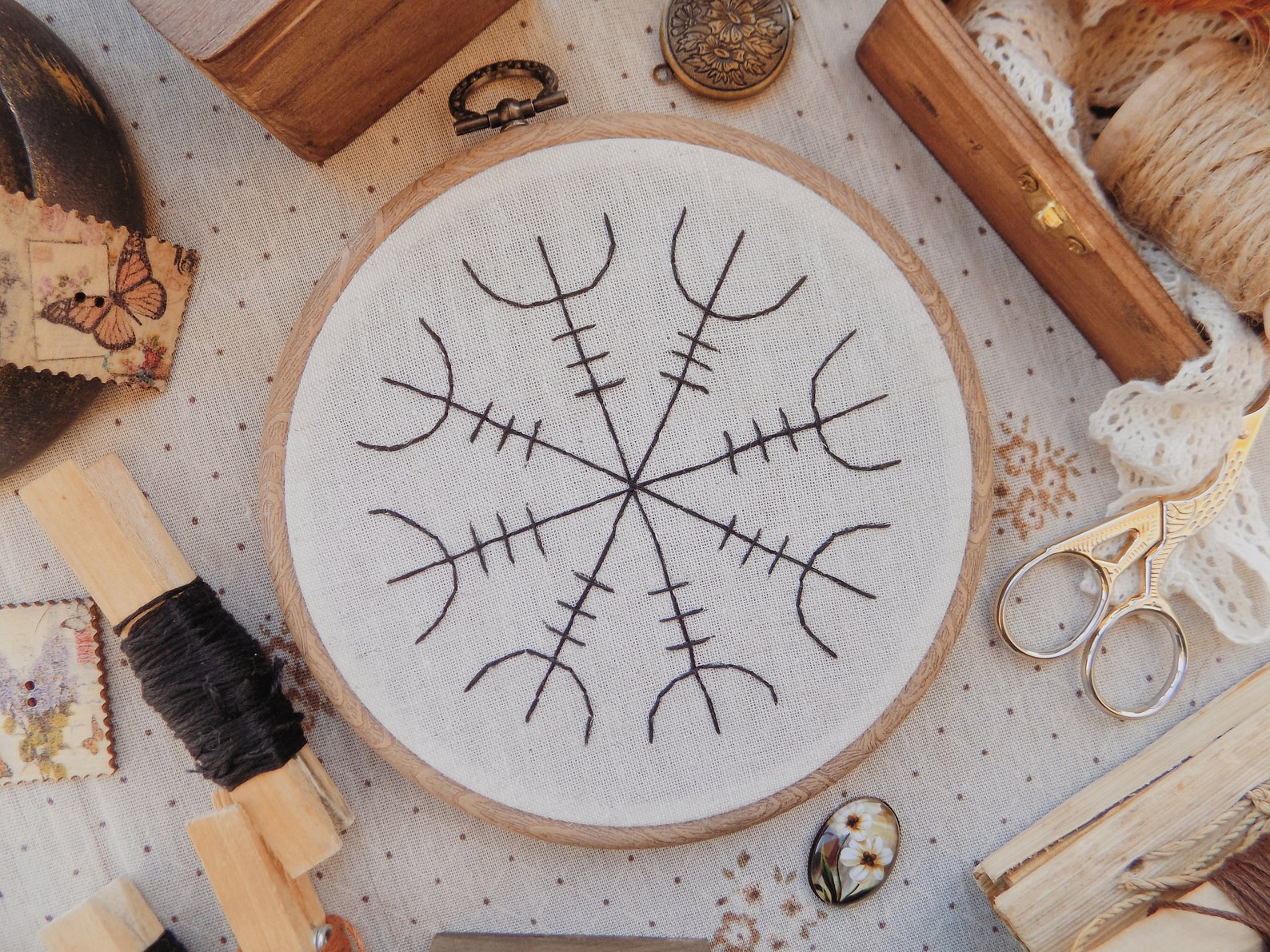 Asatru Norse Symbol Art Viking Altar Home Decor Aegishjalmur - Etsy Ireland