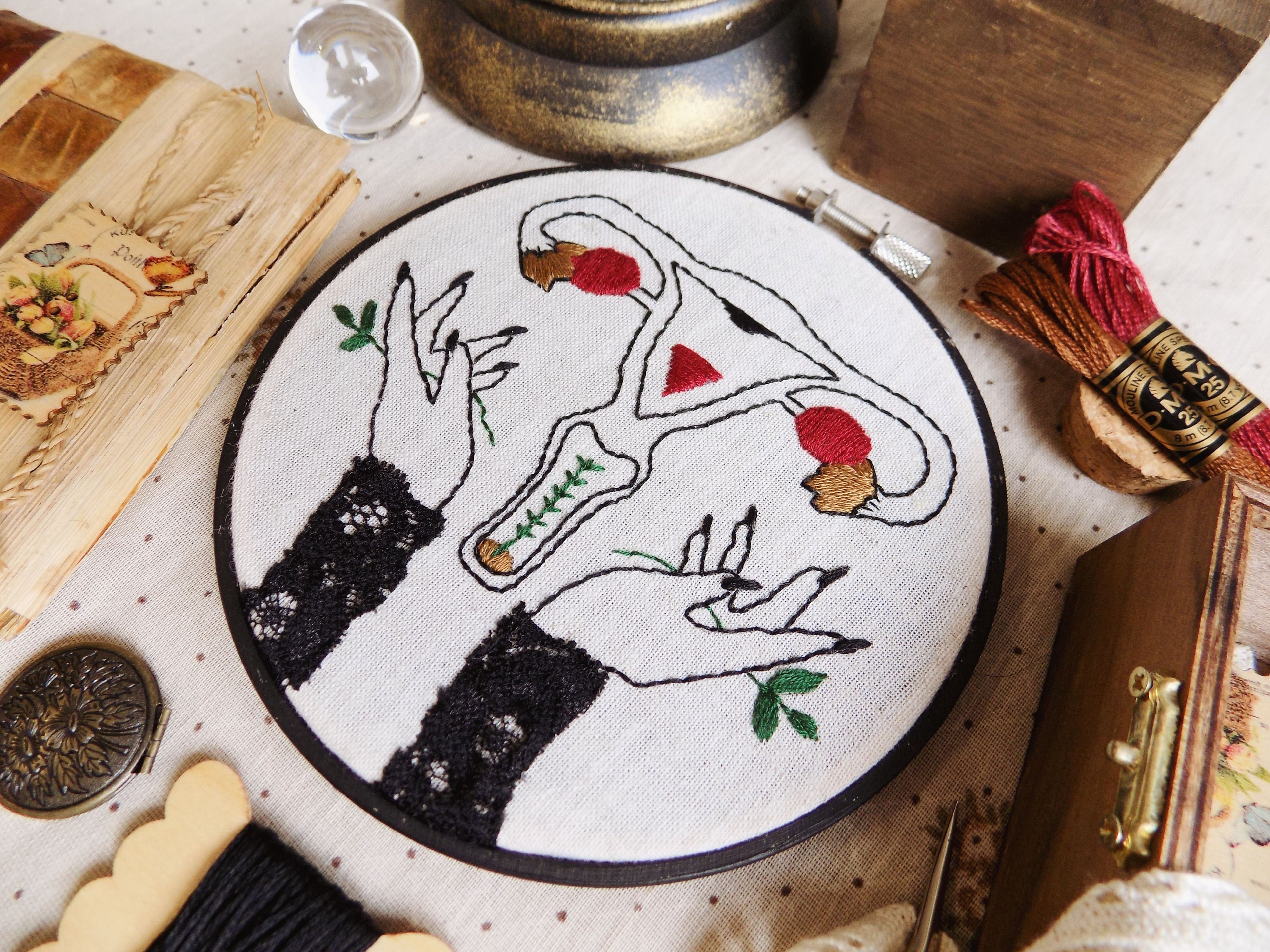 Girl Power Art Floral Uterus Anatomy Embroidery Empowered - Etsy