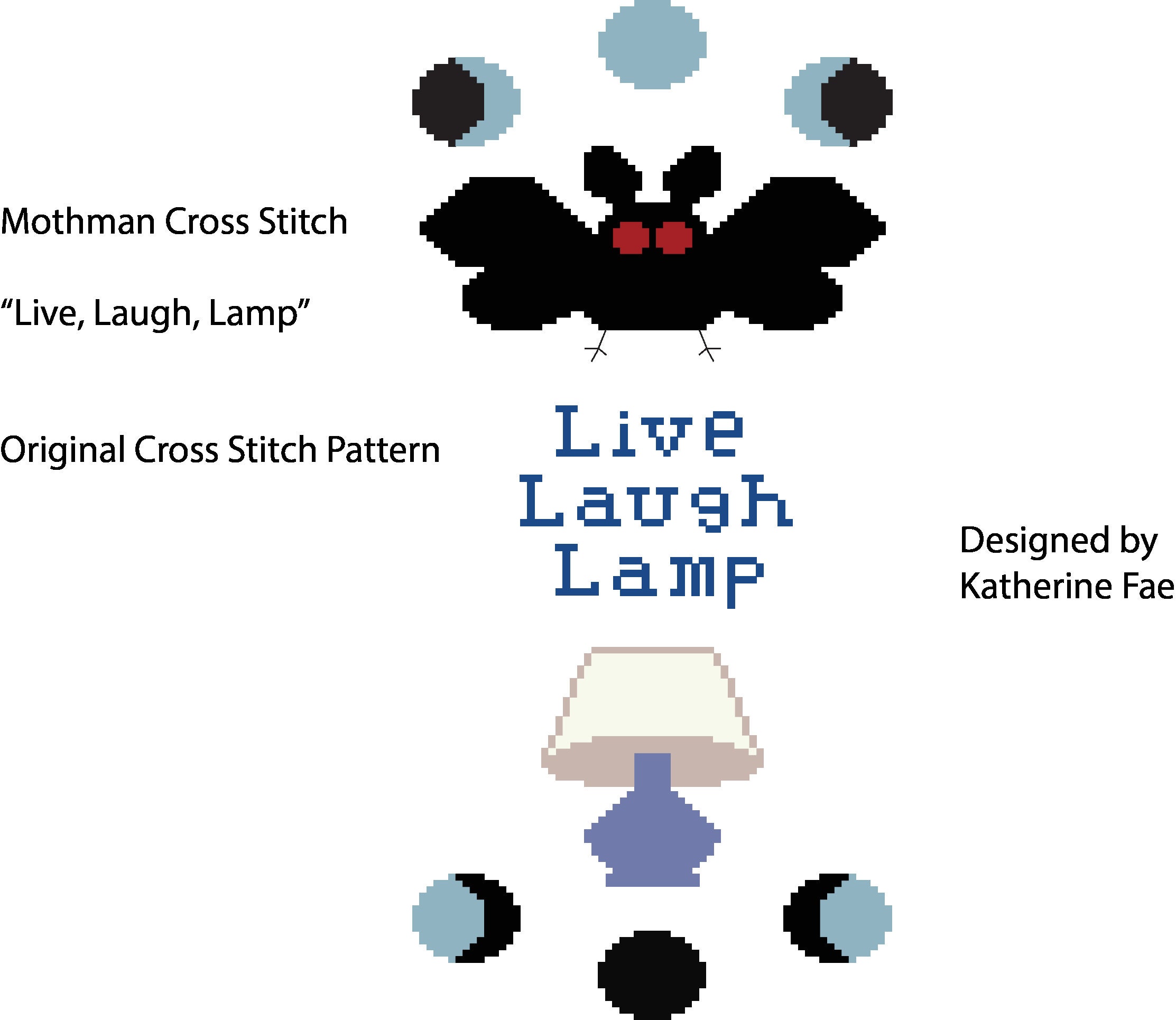 Mothman Cross Stitch Pattern Live Laugh Lamp - Etsy