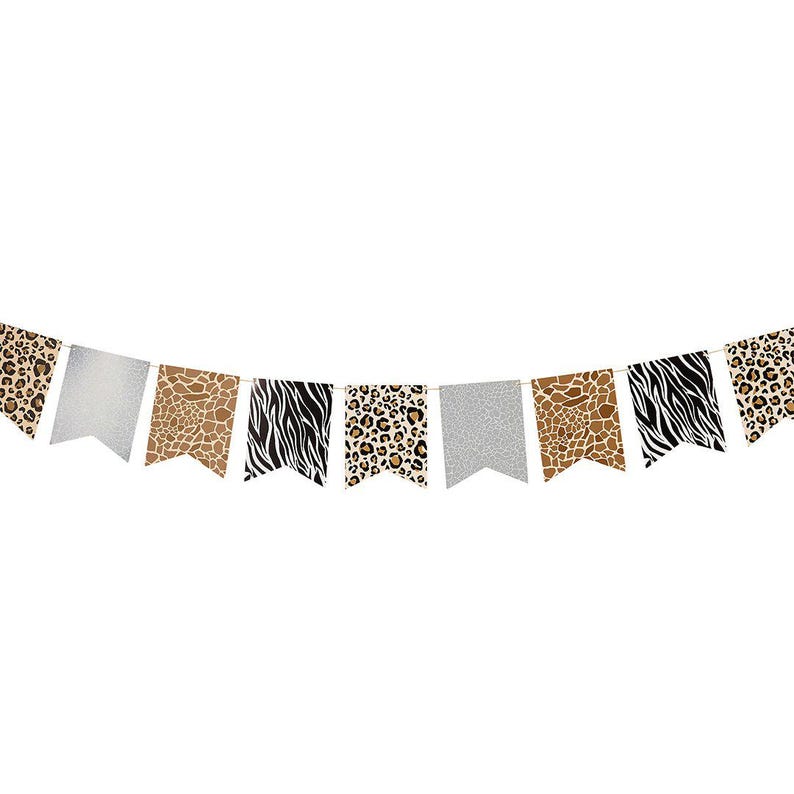 Safari Animal Print Bunting - Jungle Theme Flag Banner - Zebra Elephant ...