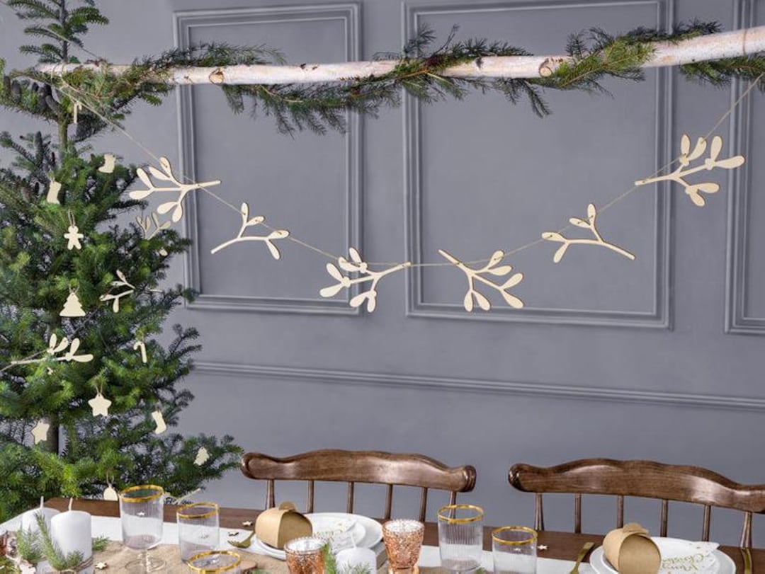 Wooden Mistletoe Bunting Wooden Christmas Bunting Christmas Decorations ...