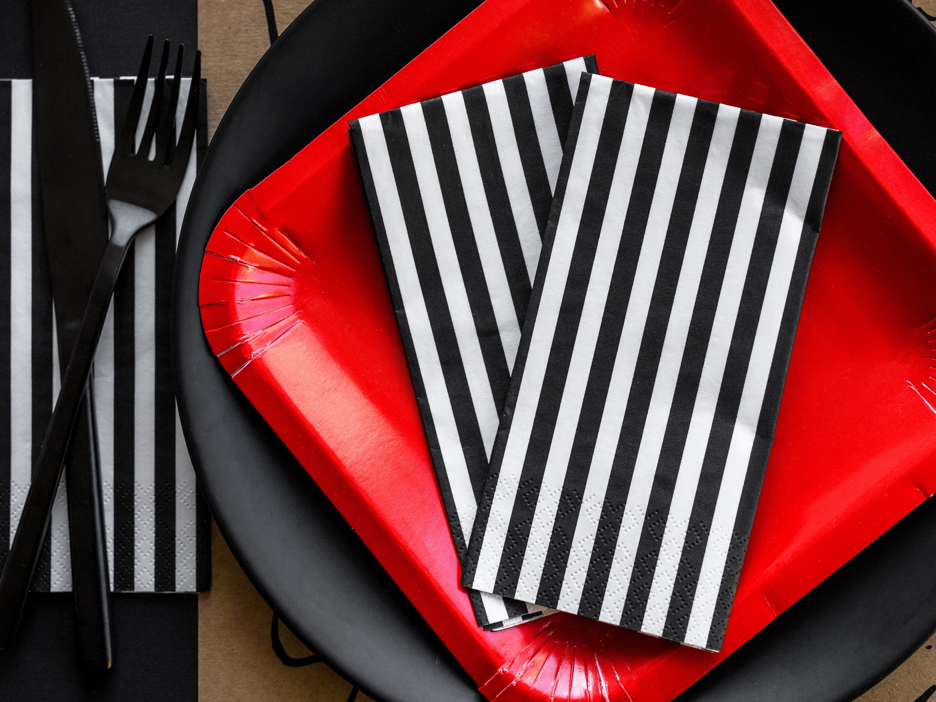 Black & White Stripe Paper Napkins - Pirate Party Napkins - Party ...