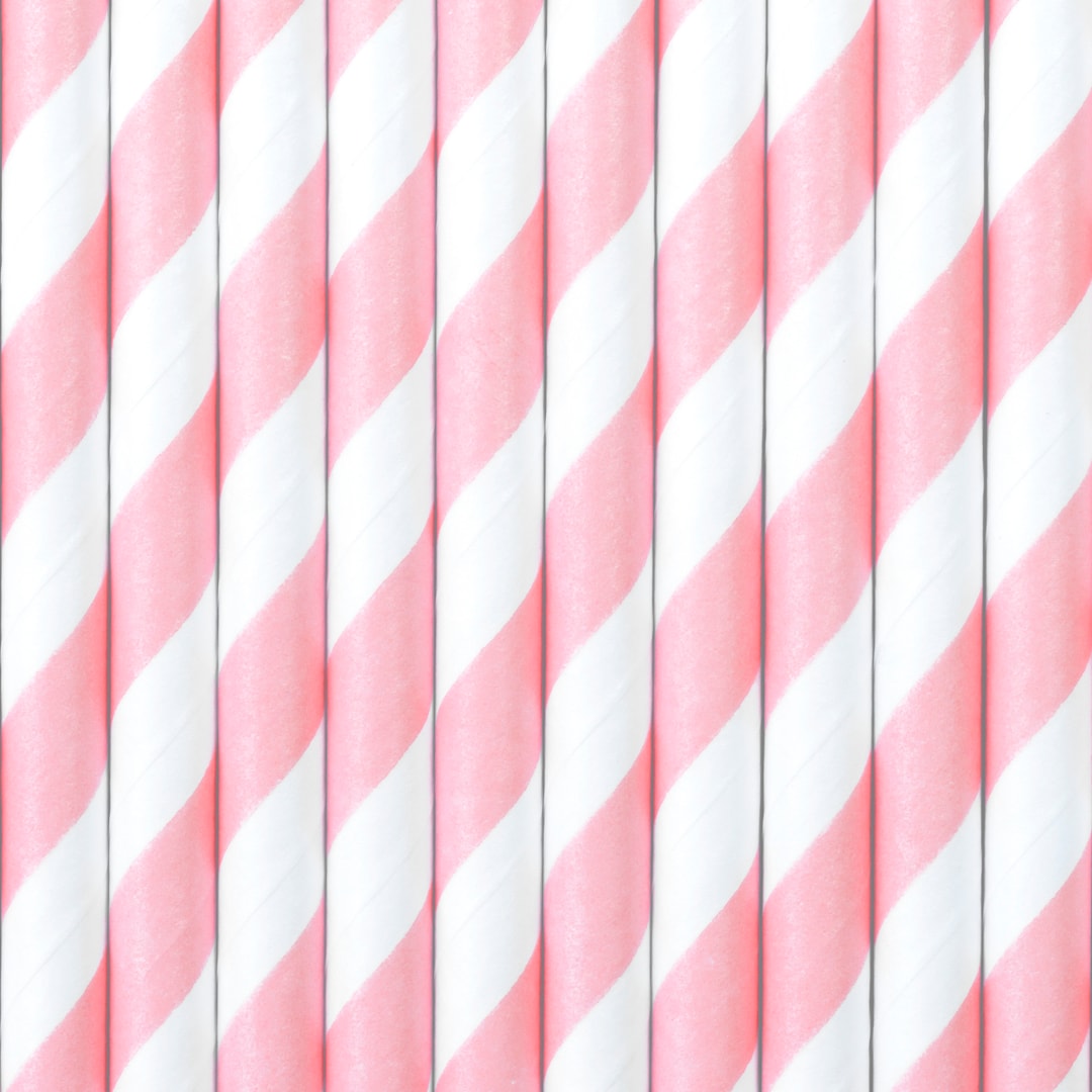 Pink and White Stripe Paper Straws - Birthday Party Straws - Princess ...