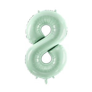 Pastel Green Number 8 Balloon - Large Light Mint Green Foil 8 Balloon ...