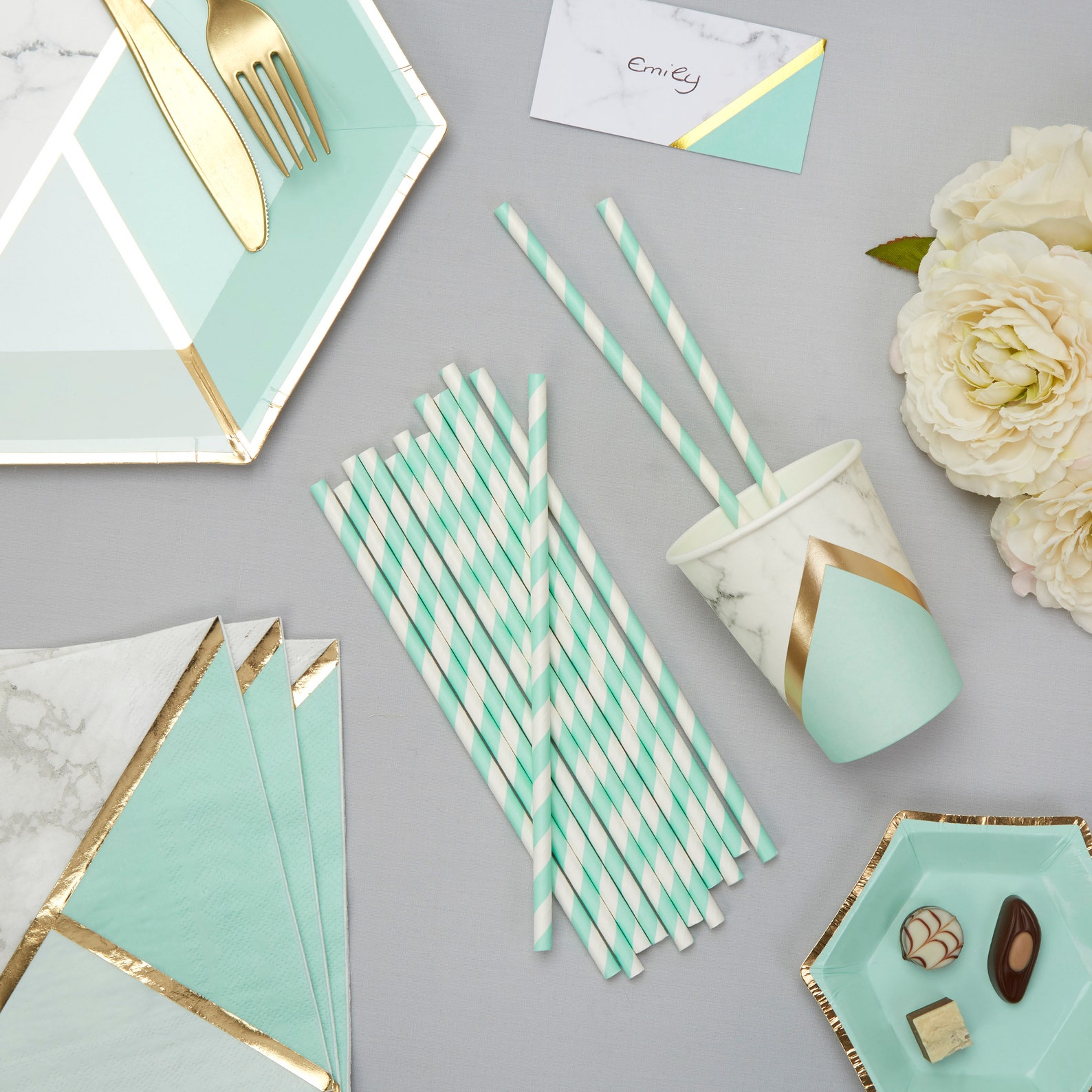 Mint Teal Paper Straws-mint and White Striped Paper - Etsy