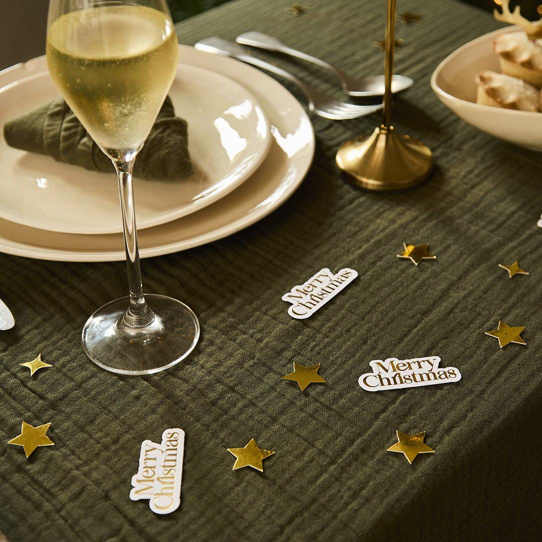 Merry Christmas Table Scatters - Gold & White Christmas Table Confetti ...