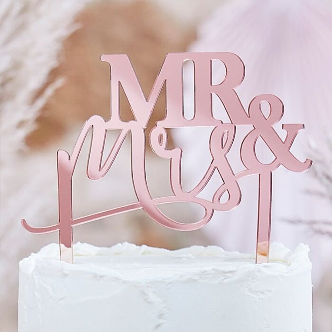 Rose Gold Mr and Mrs Cake Topper - Acrylic Wedding Cake Toppers ...