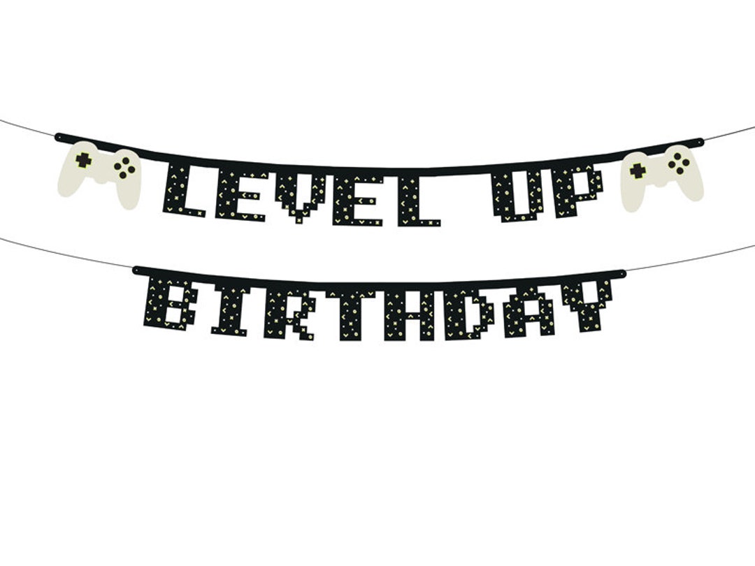Gaming Party Level up Banner - Video Game Party Bunting - Kids Game on ...