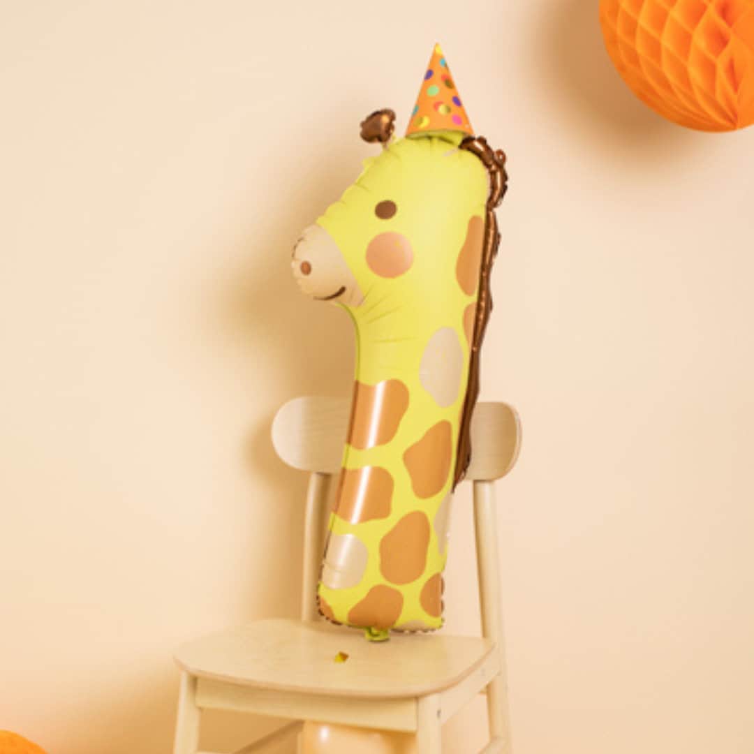 Giraffe Foil Balloon Number 1 - Safari Animal 1st Birthday Balloon ...