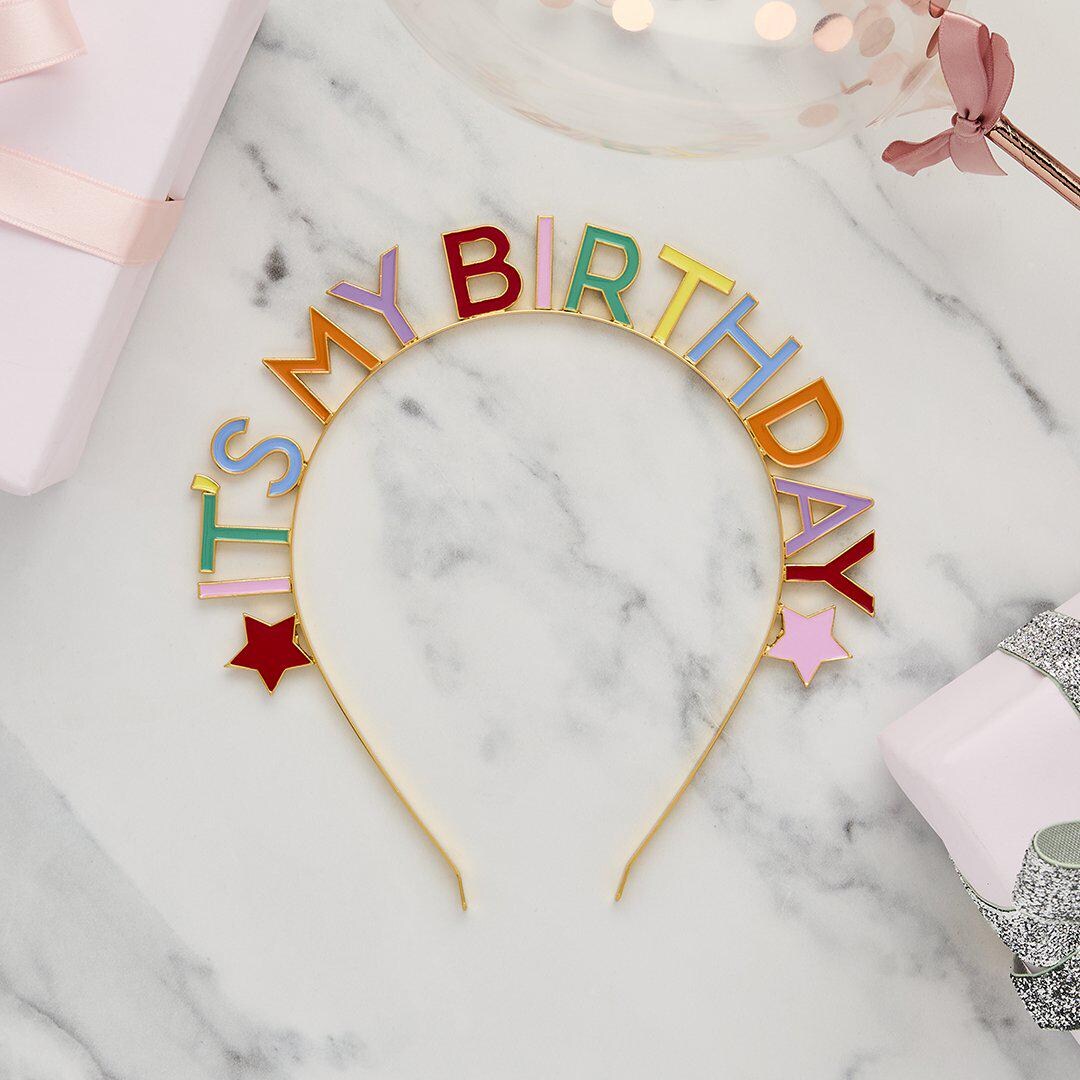 Bright Birthday Headband - It's My Birthday Headband - Metal Happy ...