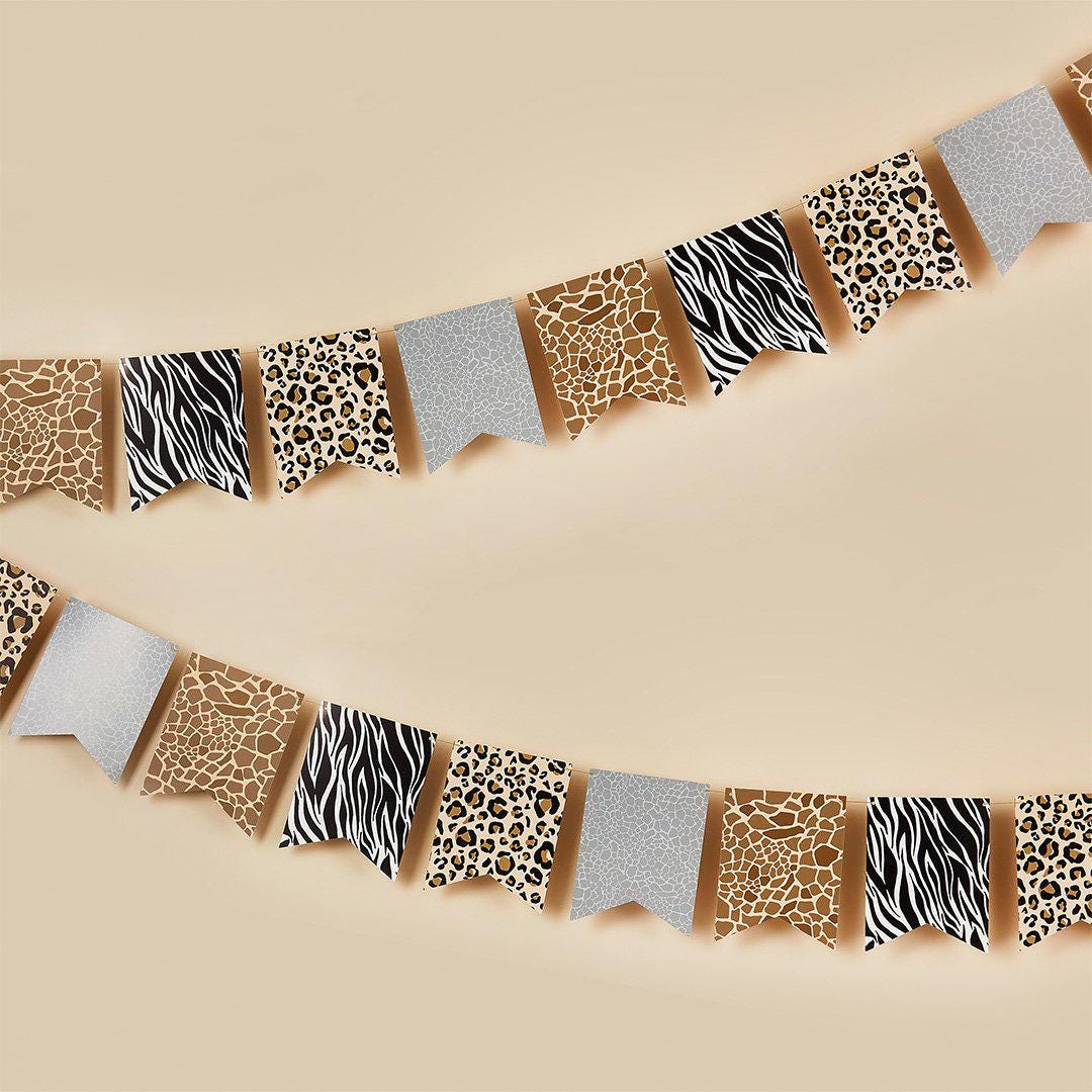 Safari Animal Print Bunting - Jungle Theme Flag Banner - Zebra Elephant ...