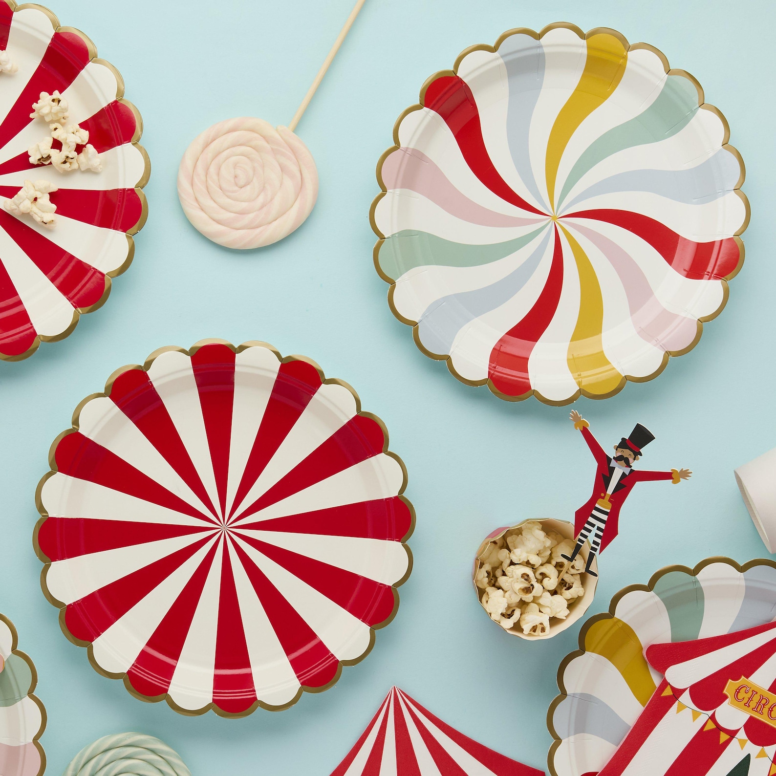 Assiettes de cirque - Assiettes en carton pour fête de cirque - Rayures ...
