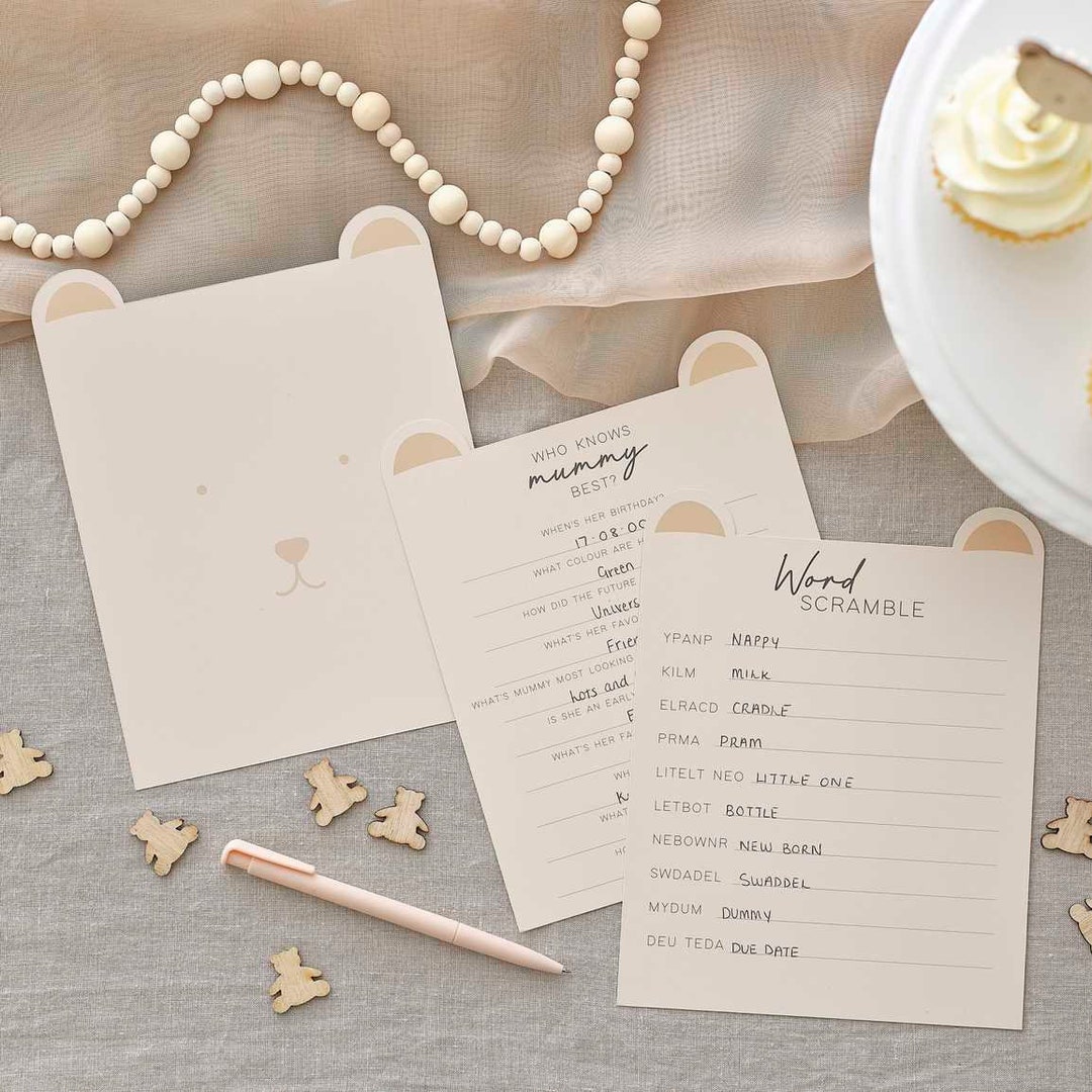 Baby Shower Games Pack Teddy Bear Baby Shower Game Baby Shower Ideas ...