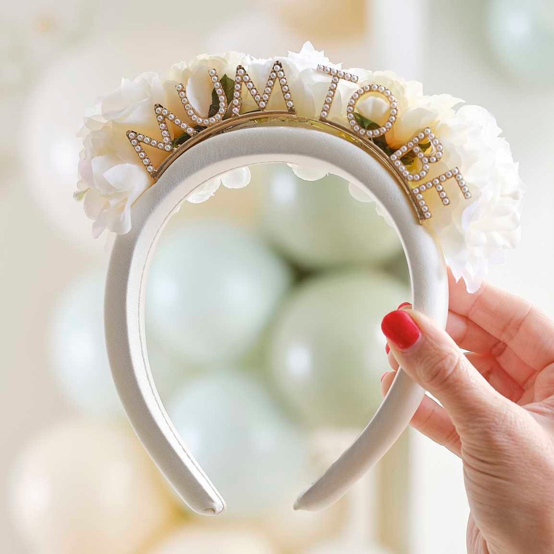Mummy to Be Headband White Floral Mum to Be Baby Shower Headband Photo ...