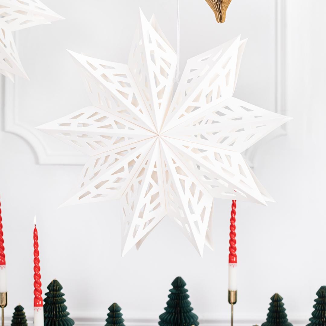 Large White Paper Star - 50cm White Paper Star Hanging Christmas ...