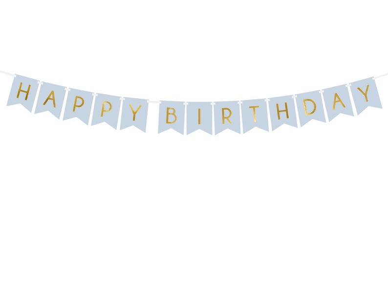 Happy Birthday Banner - Blue Birthday Party Bunting - Pastel Blue ...