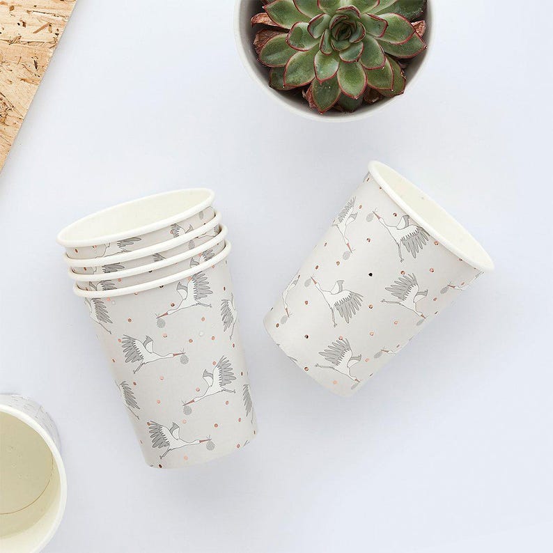 Stork Baby Shower Cupcake Toppers - Hello Little One Food Picks - Rose ...