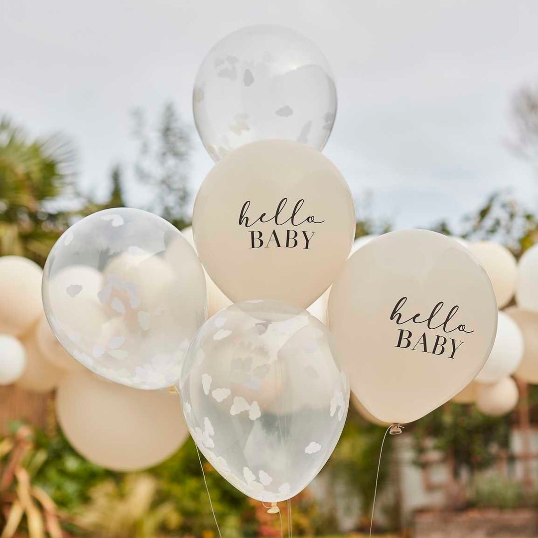 Hello Baby Confetti Balloons Hello Baby Baby Shower Balloons White ...